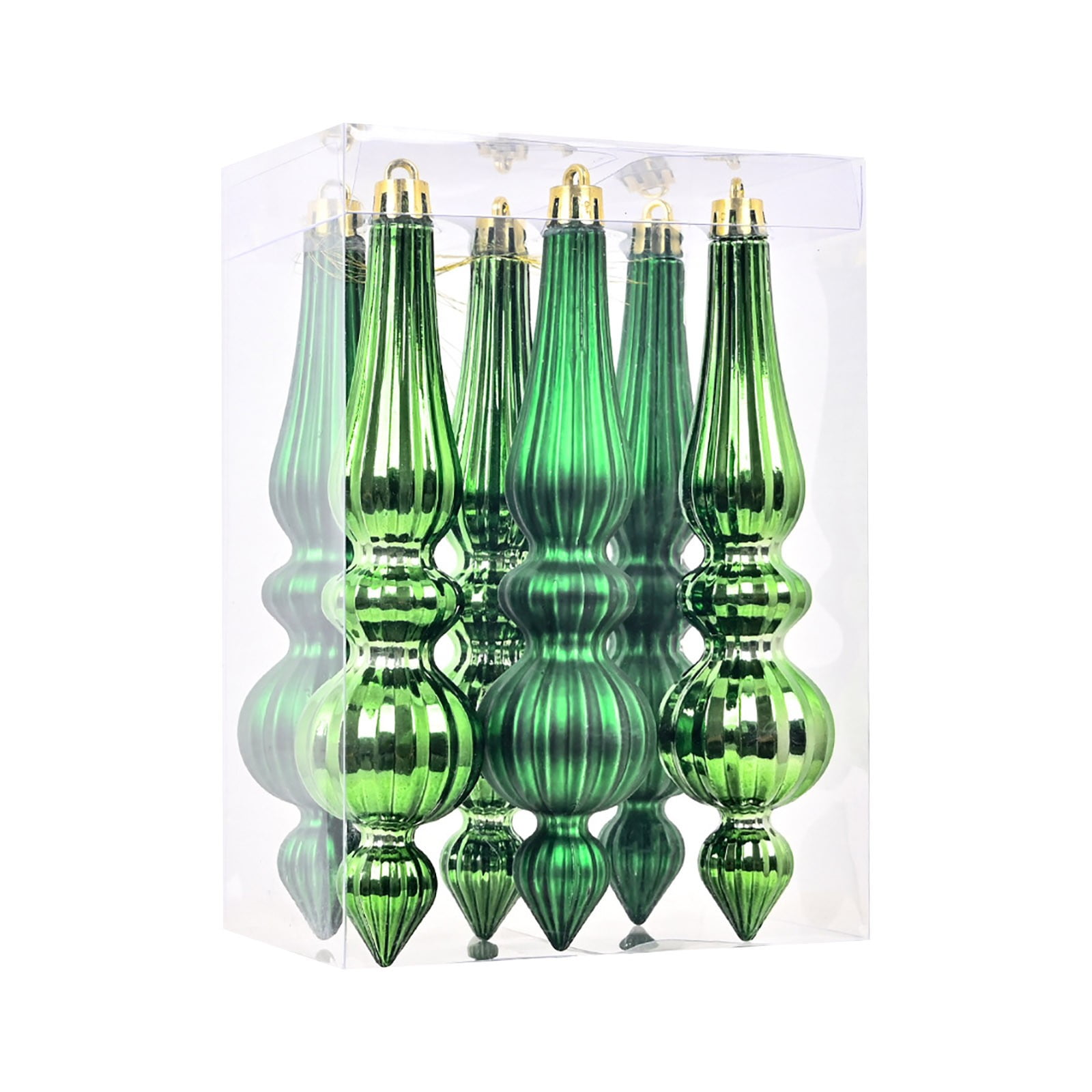 RyanK 6pc Christmas Ornament Set Large Ball Finial Water Droplet Ice ...