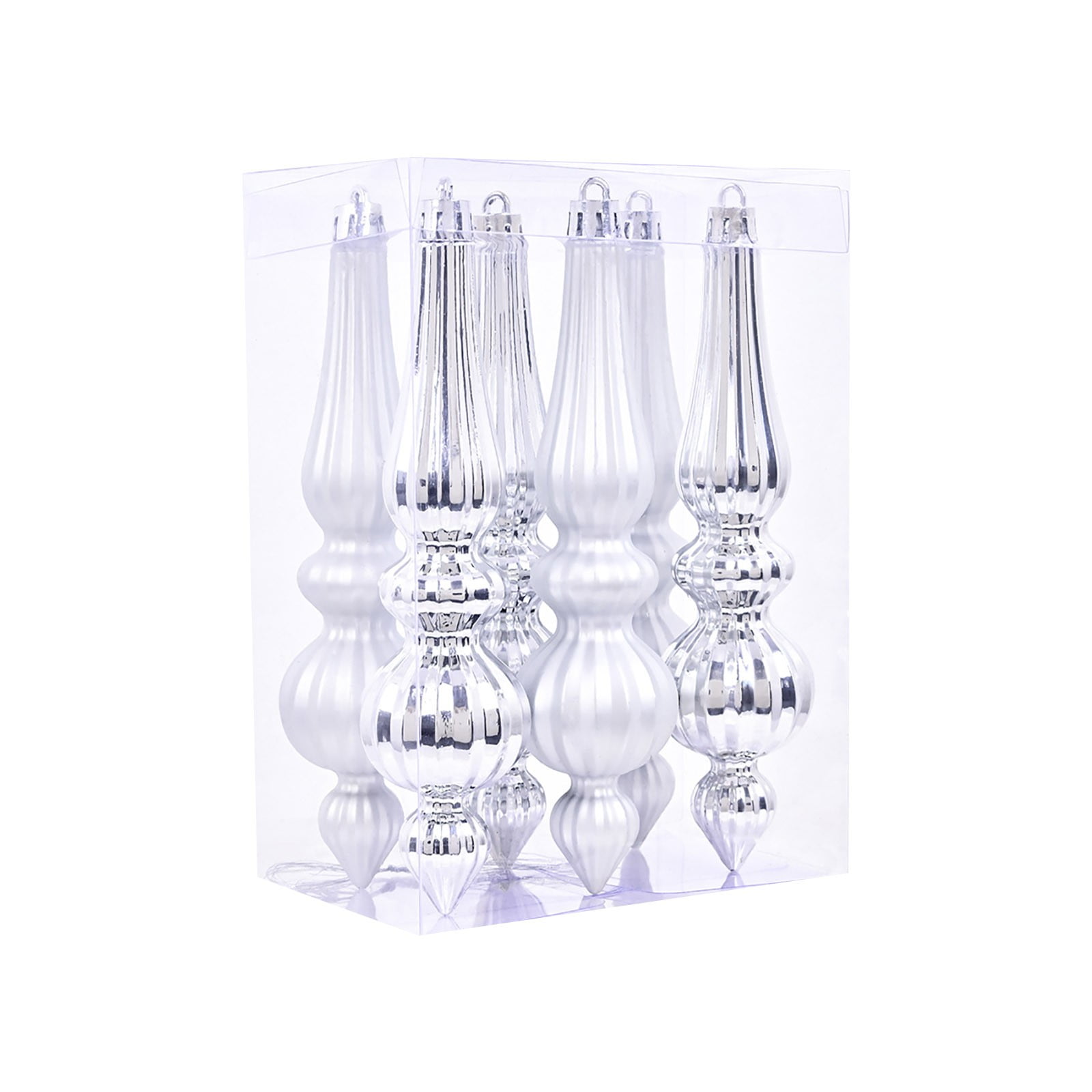 RyanK 6pc Christmas Ornament Set Large Ball Finial Water Droplet Ice ...