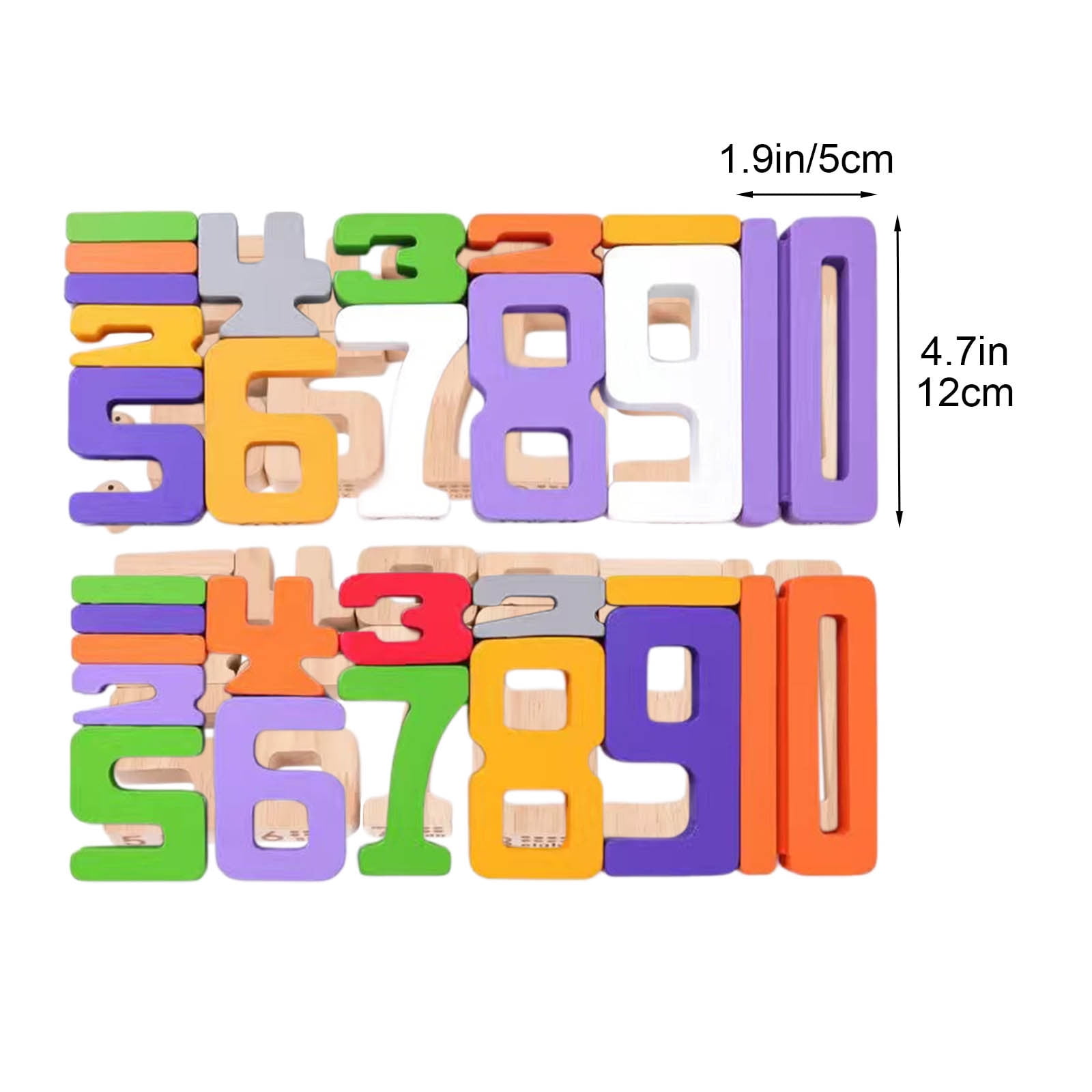 RyanK Montessori Wooden Math Numbers Blocks, Wooden Number Building ...