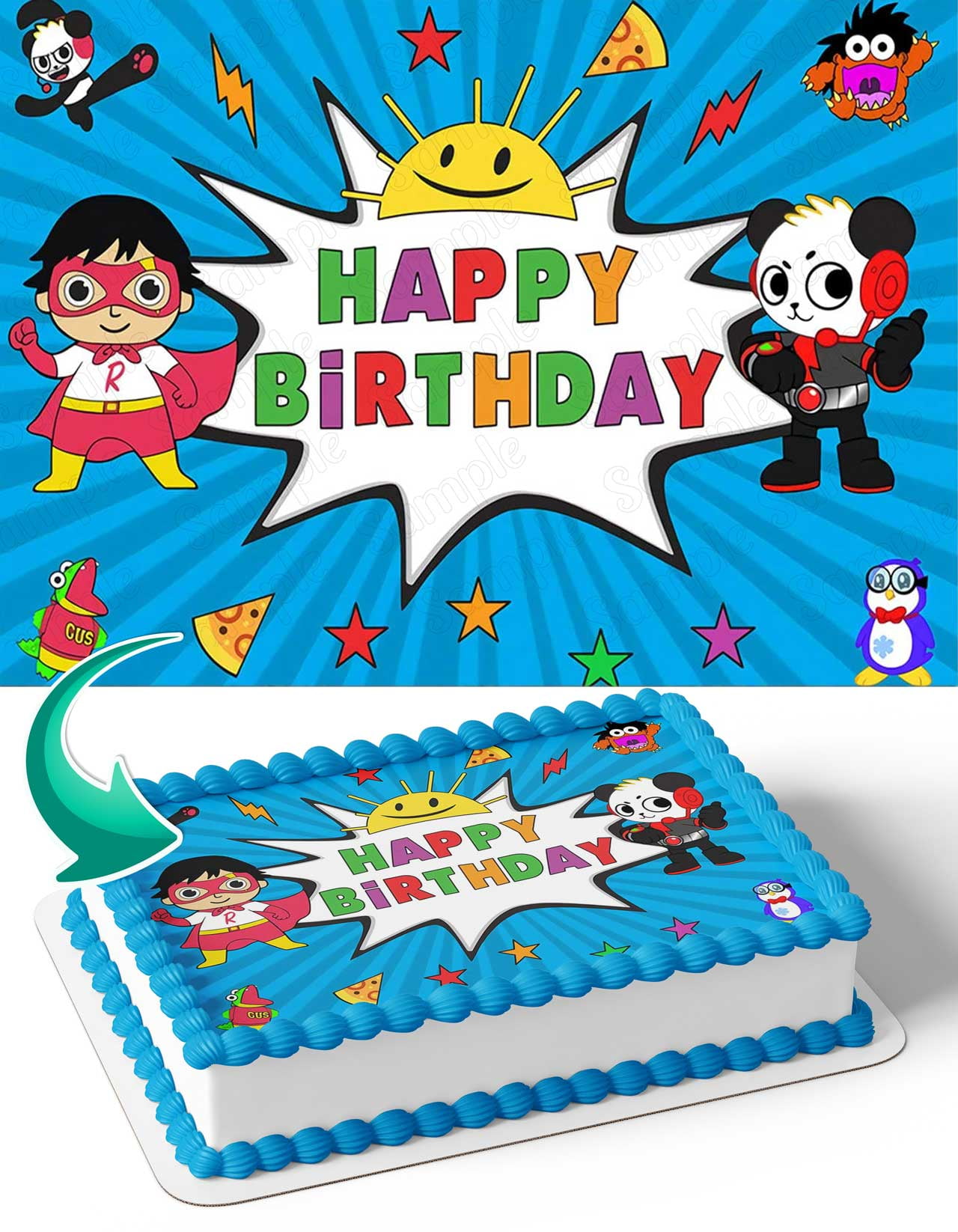 Ryans World RW Edible Image Cake Topper Personalized Birthday Sheet ...