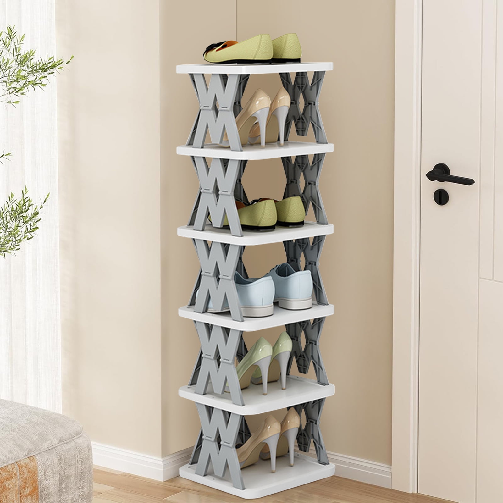Ryanstar Racing Foldable Shoe Rack Sturdy 6 Tier Storage Organizer For