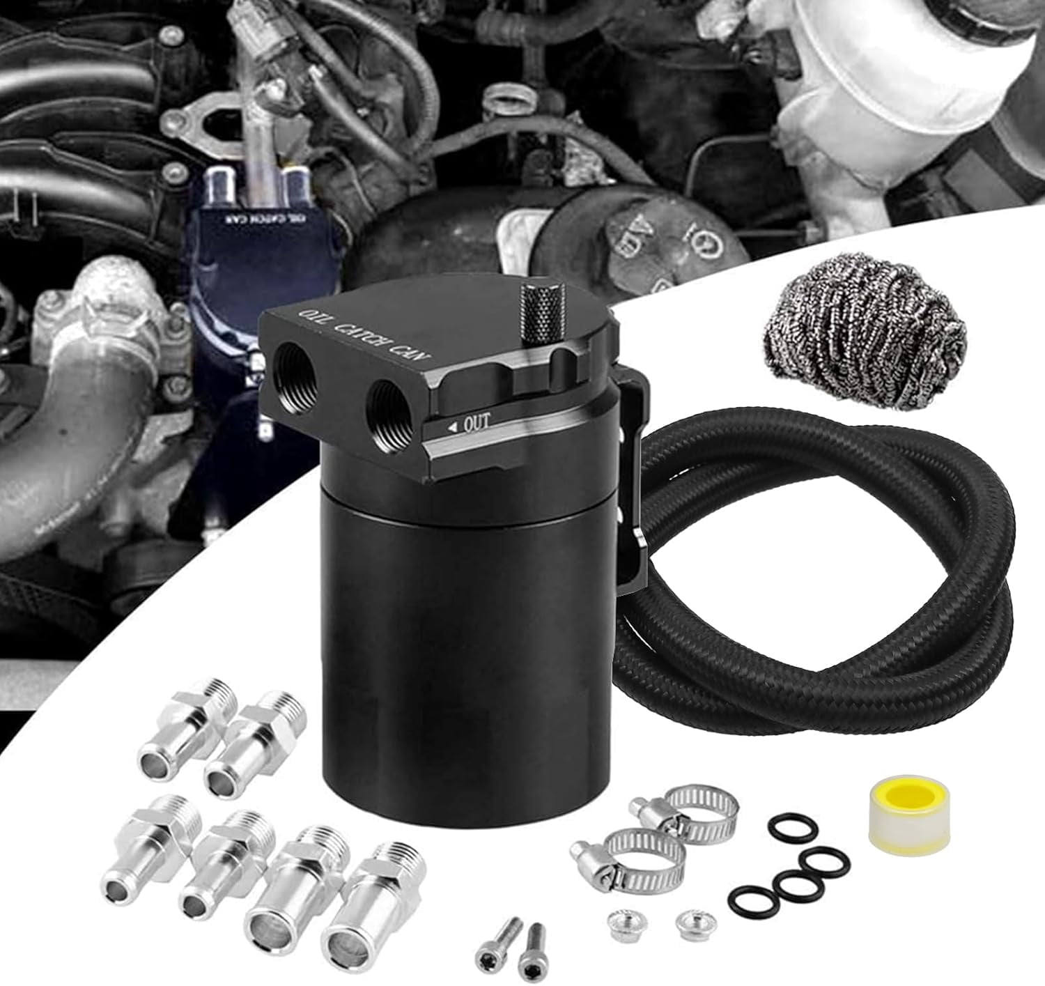 Ryanstarracing Oil Catch Can with Hose and Baffled Reservoir Tank 350ml ...