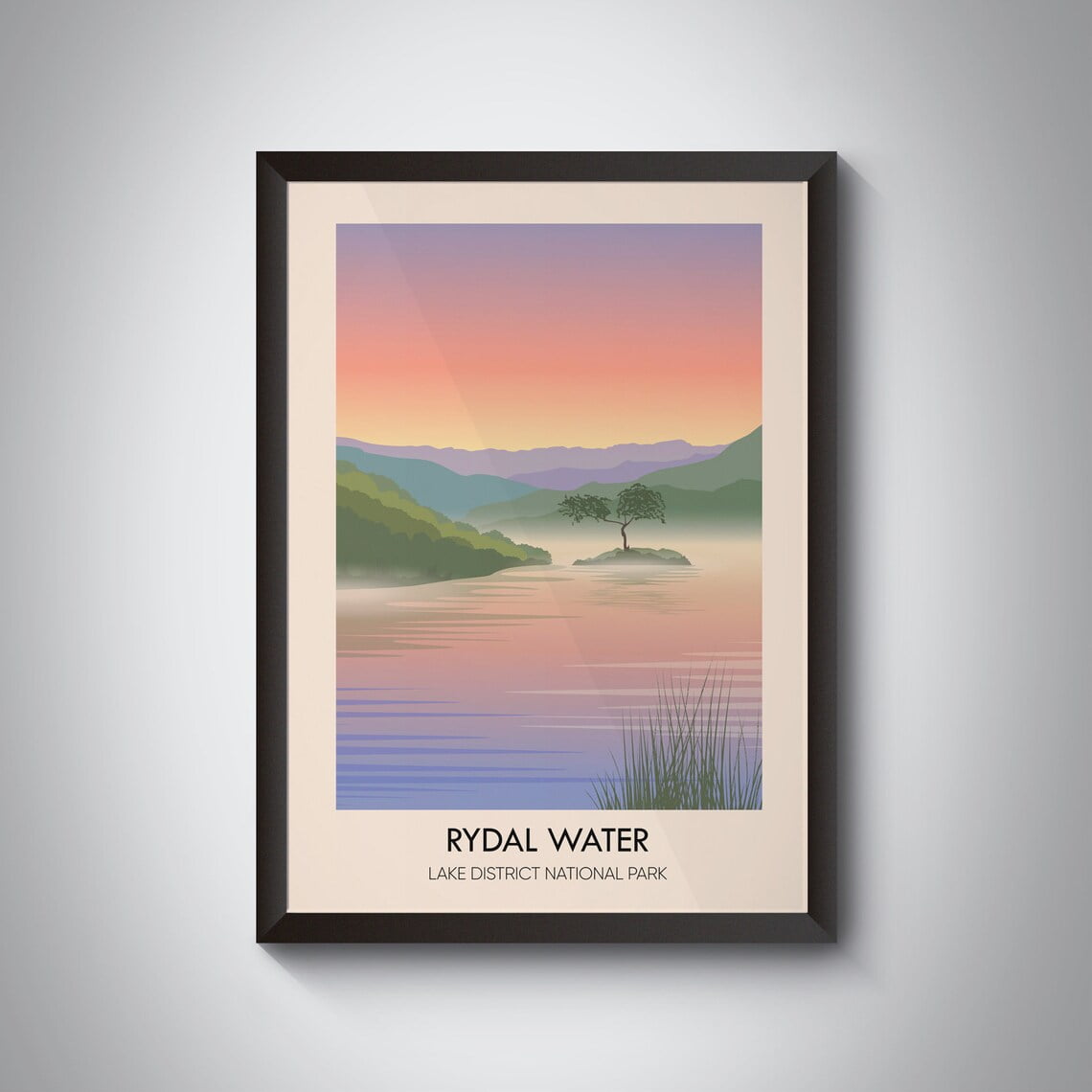 Rydal Water Travel Poster, Lake District National Park, Cumbria, Rothay ...