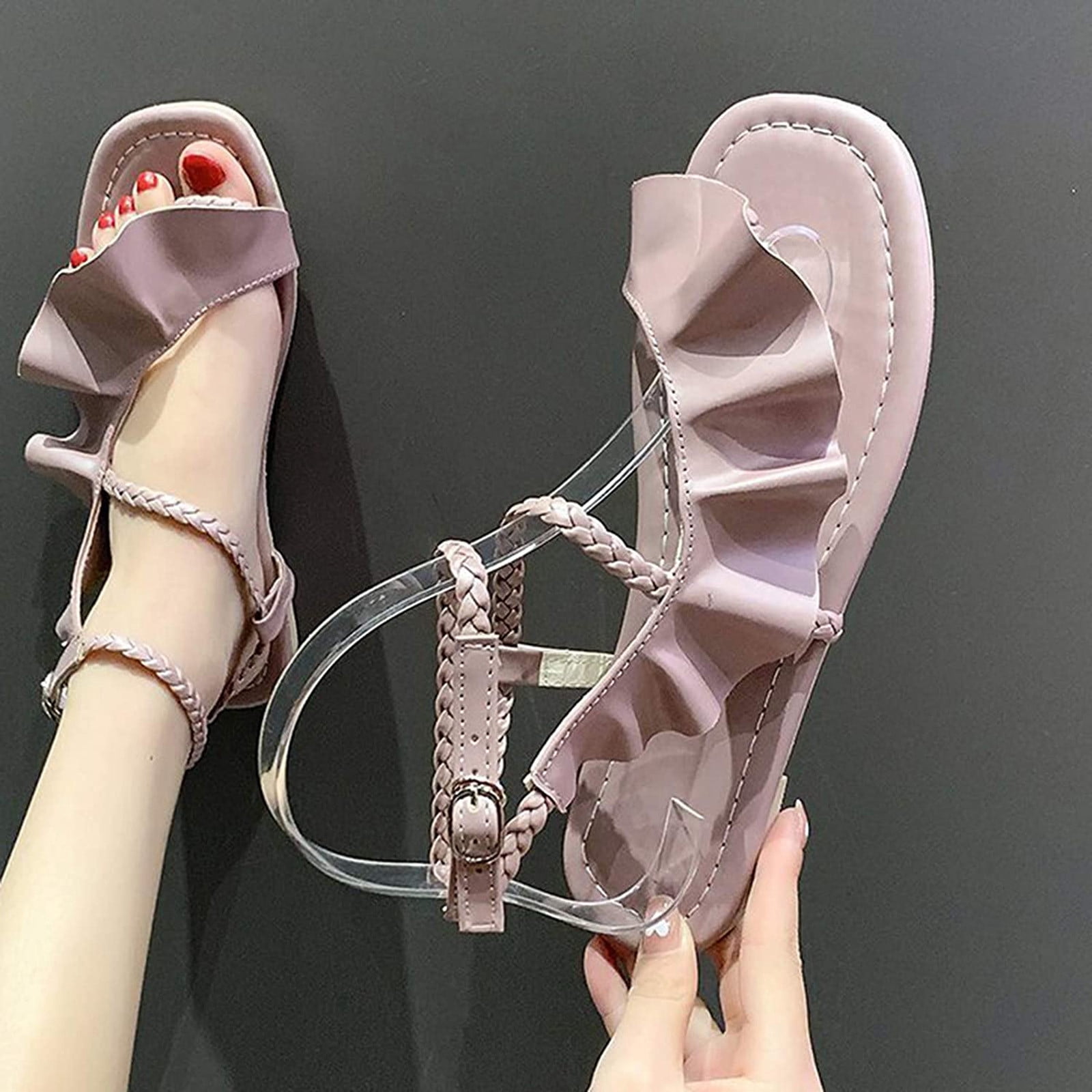 Rydcot Women Shoes Women Summer Casual Shoes,Solid Color Ruffle Low ...