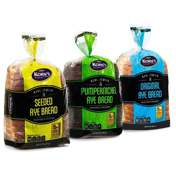 Stern's Bakery, Rye Bread, 3 Flavor Variety Bundle, 16 oz Loafs ...