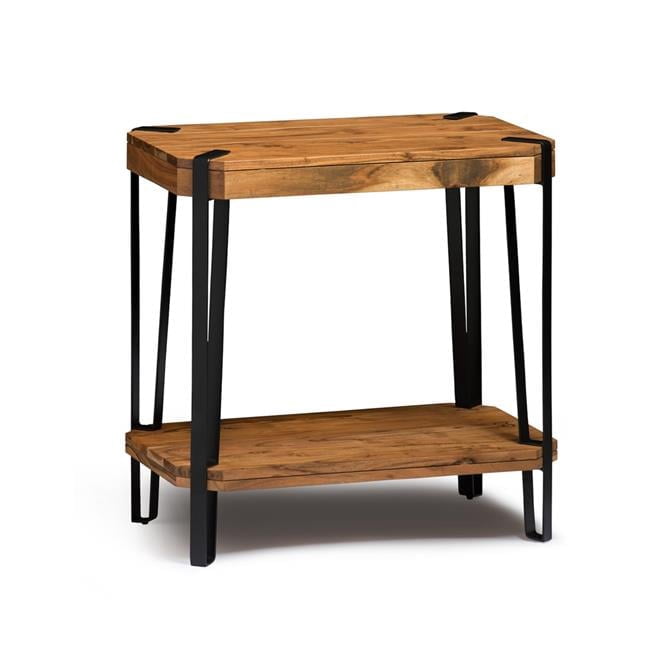 Ryegate Natural Live Edge Solid Wood with Metal End Table, Natural ...