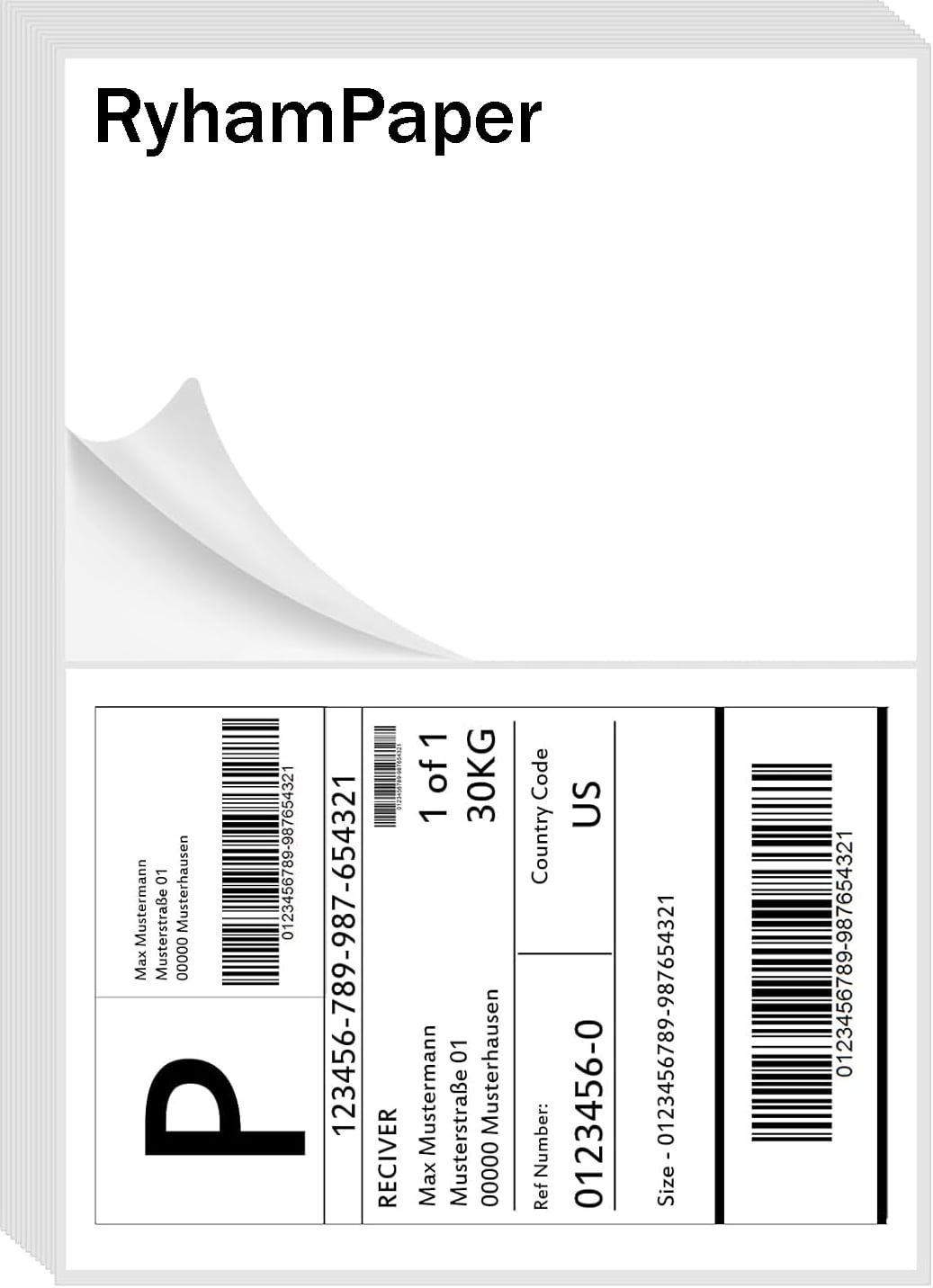 "RyhamPaper 50 Waterproof Sticky Shipping Labels, LaserJet & Ink, 5.5 ...