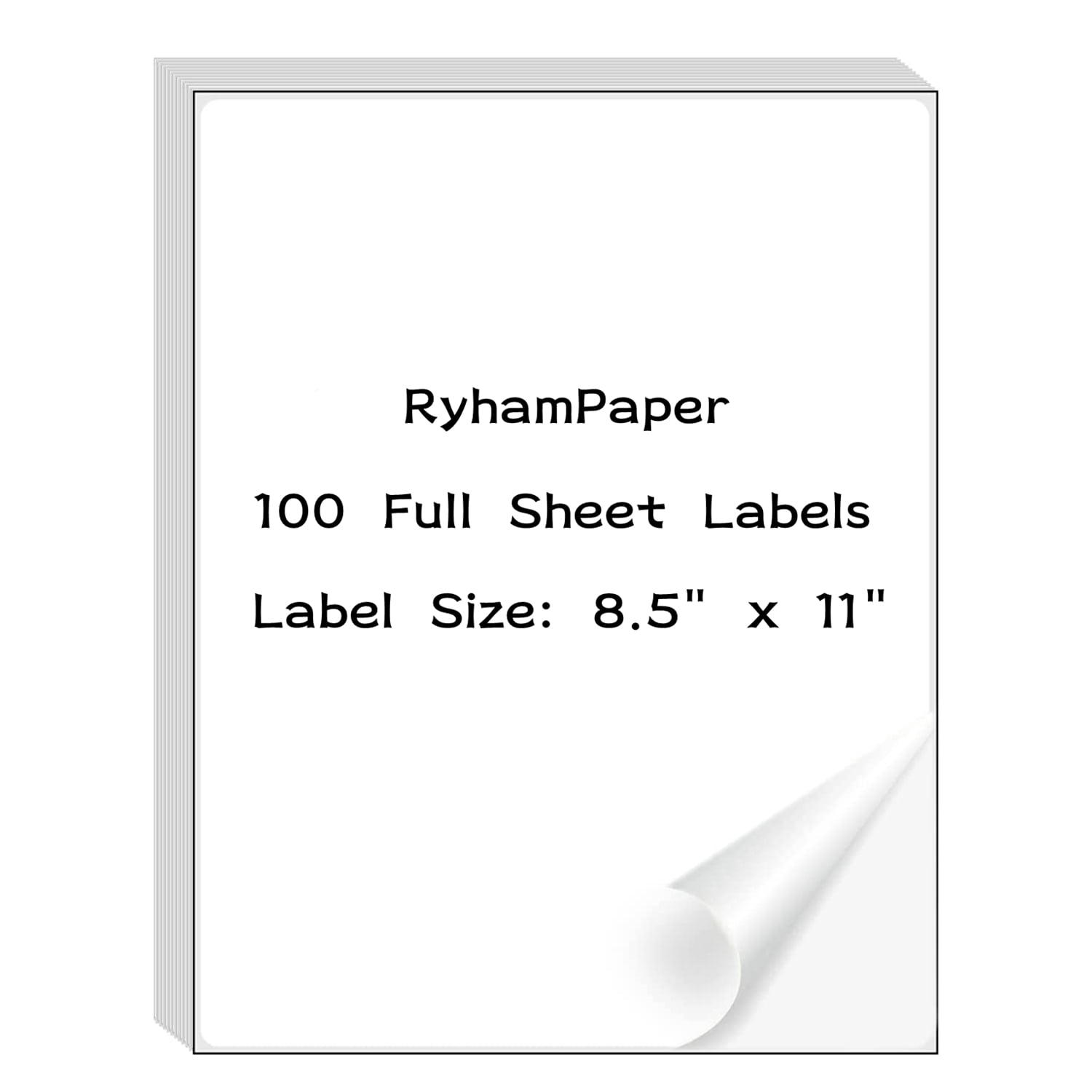 RyhamPaper Full Sheet Labels 8.5" x 11" Blank White Sticker Papers for ...