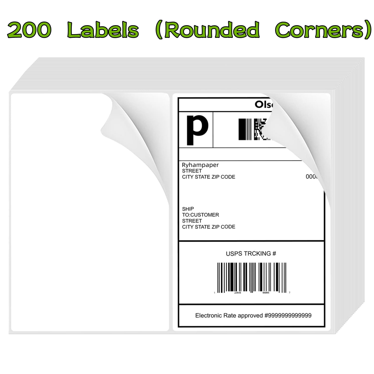 RyhamPaper Half Sheet Shipping Labels 8.5" x 5.5" Rounded Corner Self ...