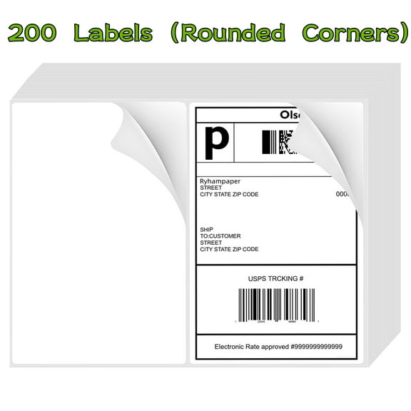 SIANA- Us 200 Shipping Labels 8.5 X 5.5 Rounded Corner Self Adhesive 2 ...