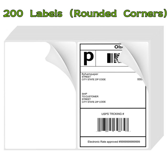 RyhamPaper Half Sheet Shipping Labels 8.5" x 5.5" Rounded Corner Self ...