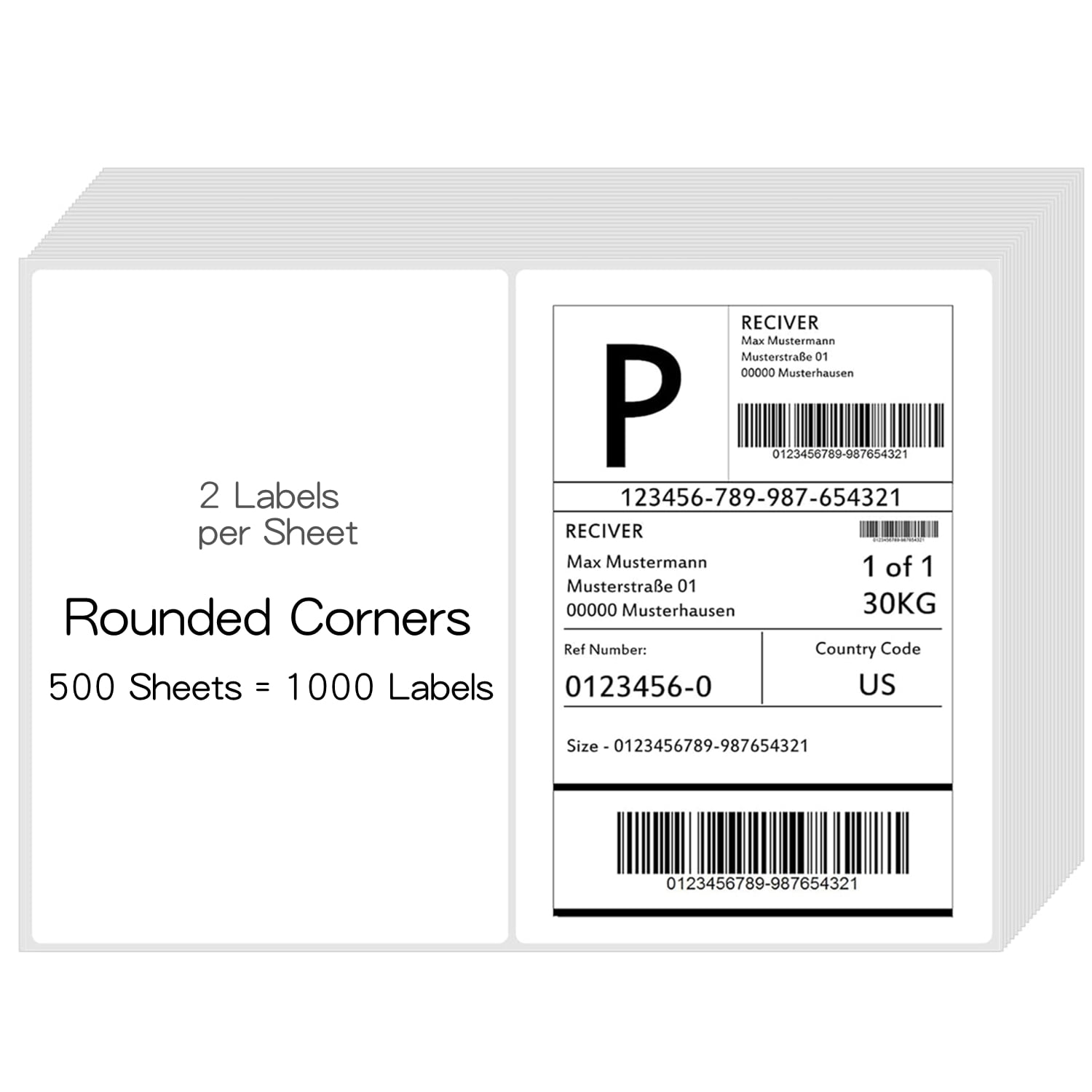 RyhamPaper Half Sheet Shipping Labels, 8.5" x 5.5" Rounded Corner Self ...