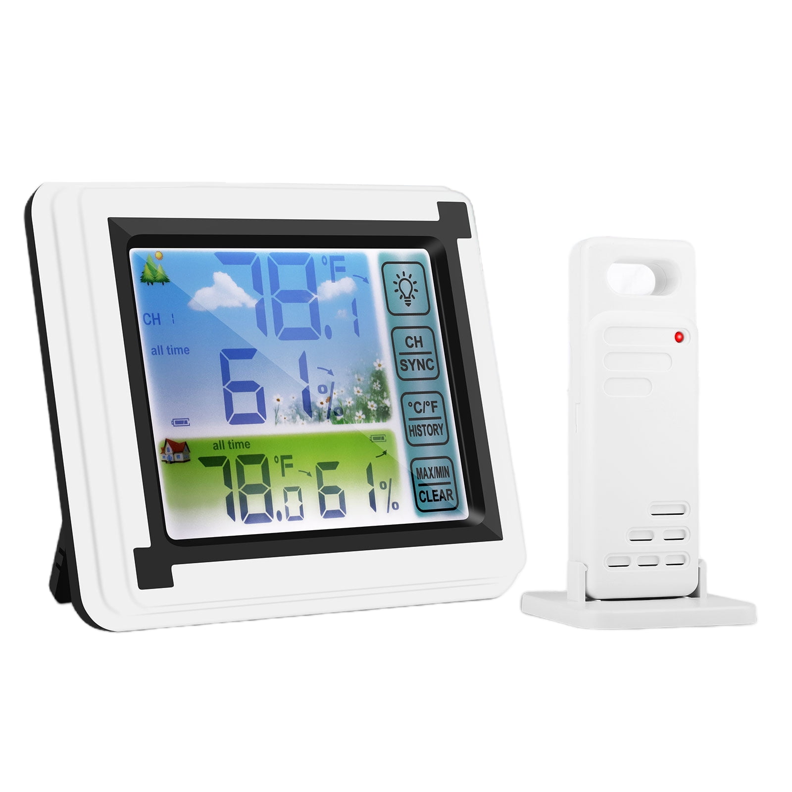 RyhamPaper Indoor Outdoor Thermometer, LCD Wireless Digital Thermometer ...