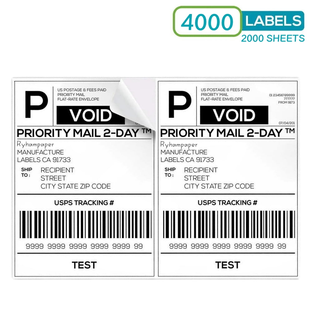 RyhamPaper Shipping Labels, 8.5" x 5.5", Half Sheet Sticker Labels for ...