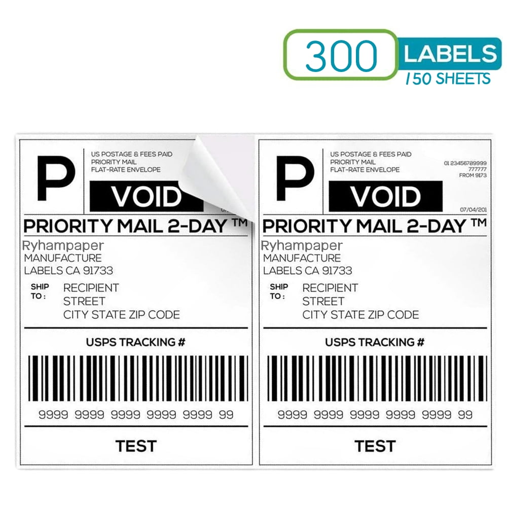 RyhamPaper Shipping Labels, Half Sheet Labels, 8-1/2" x 5-1/2", Blank ...