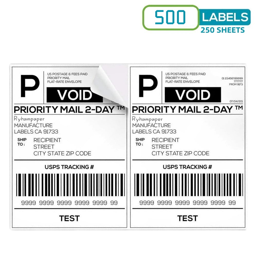 RyhamPaper Shipping Labels, Half Sheet Labels, 8 1/2" x 5 1/2", White ...