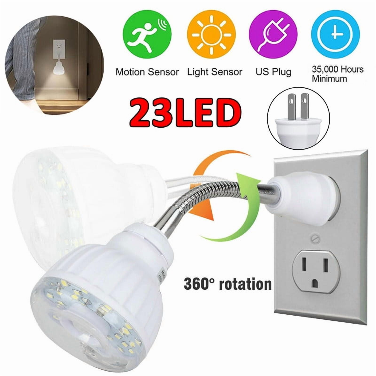 Ryhampaper 1PC LED Motion-Activated Sensor Night Light Indoor AC Outlet ...