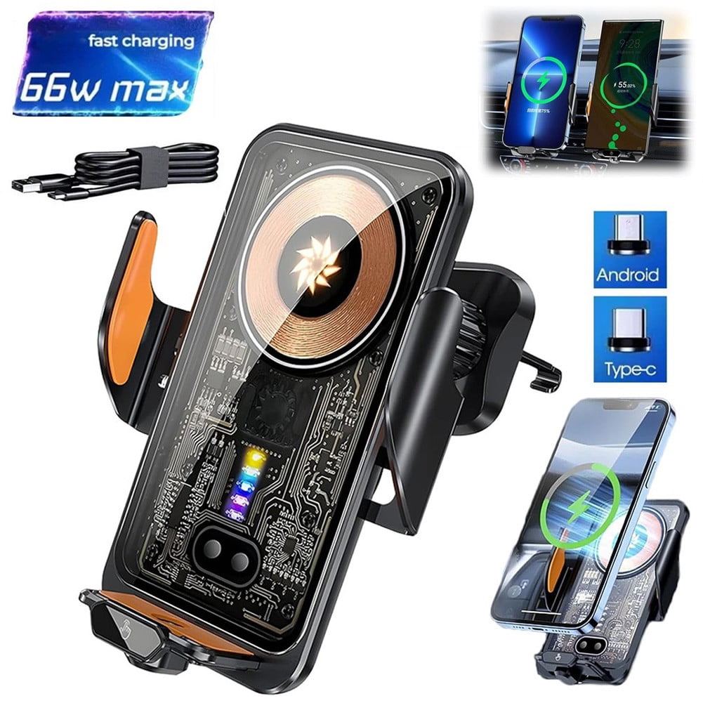 Ryhampaper 66W Fast Wireless Car Charger Automatic Clamping Mount Air ...