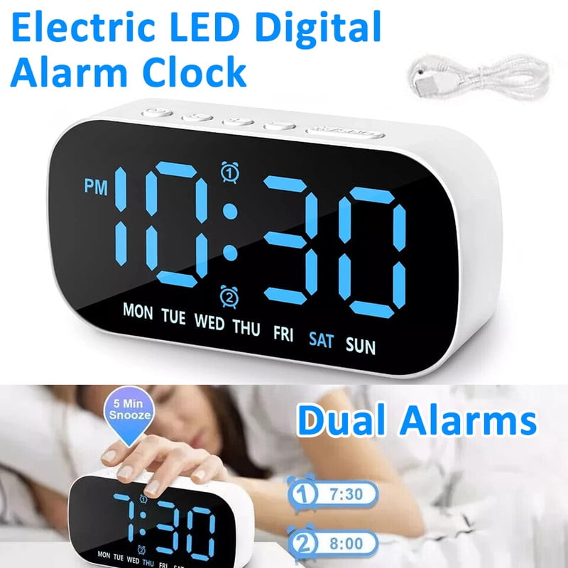 Ryhampaper Digital Electric Alarm Clock LED Large Display Backup Snooze ...