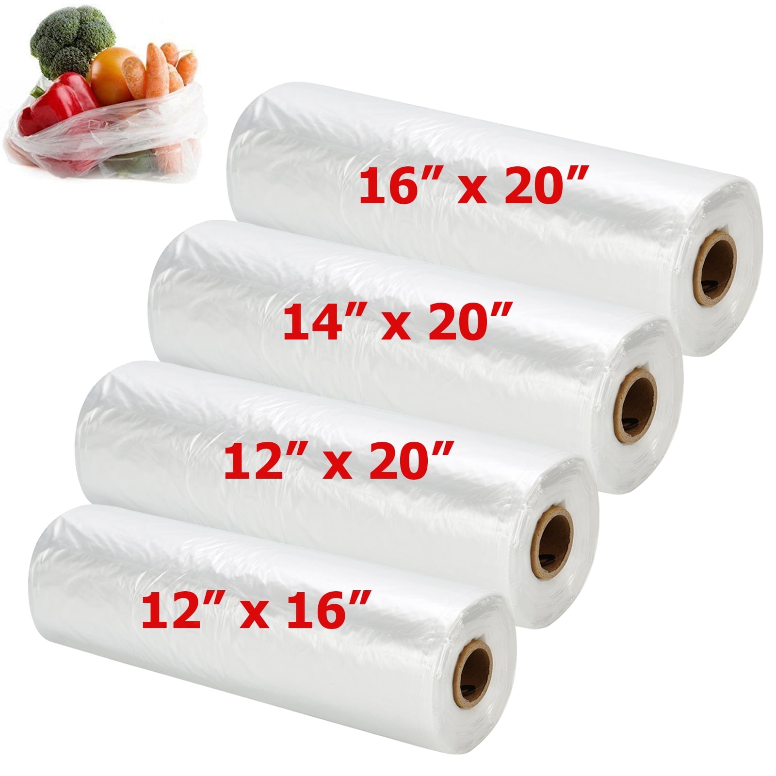 RyhamPaper Plastic Produce Bags, 12x16 Food Storage, Bread and Grocery ...