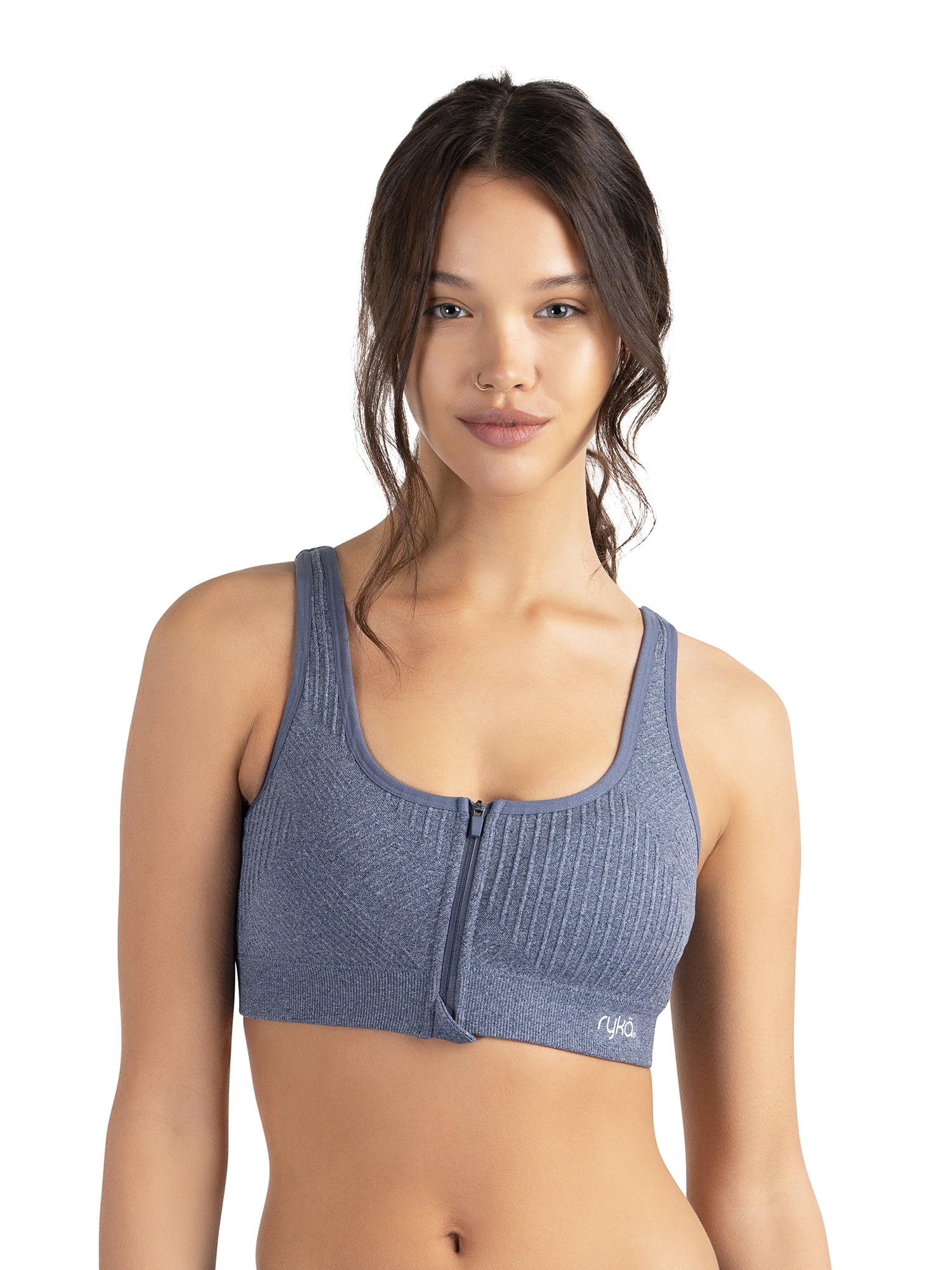 Ryka Women's Textured Zip Sports Bra, Sizes S-XL - Walmart.com