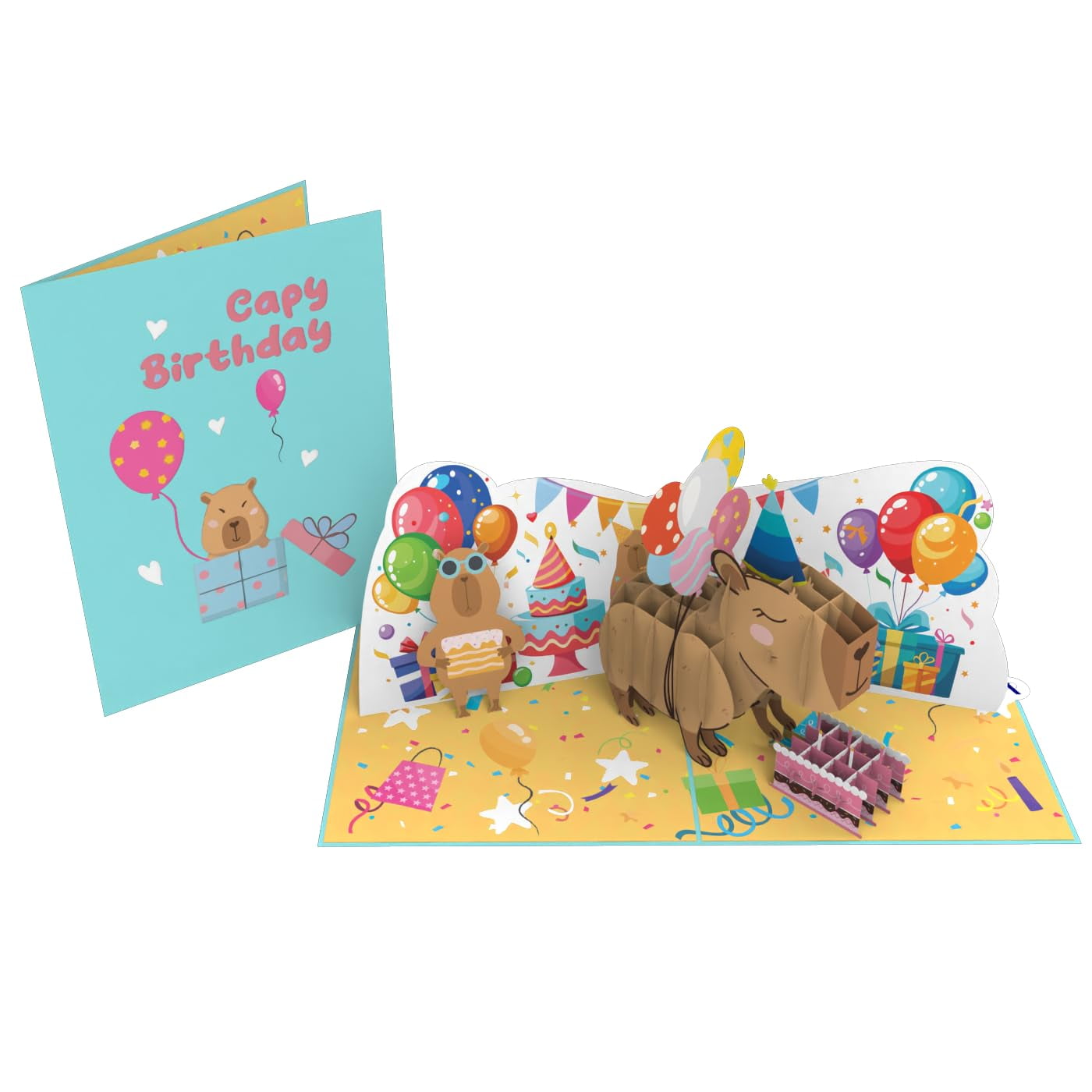 Rykamia Capybara Pop Up Card, SMRCute Capy Greeting Card, Capy Card ...