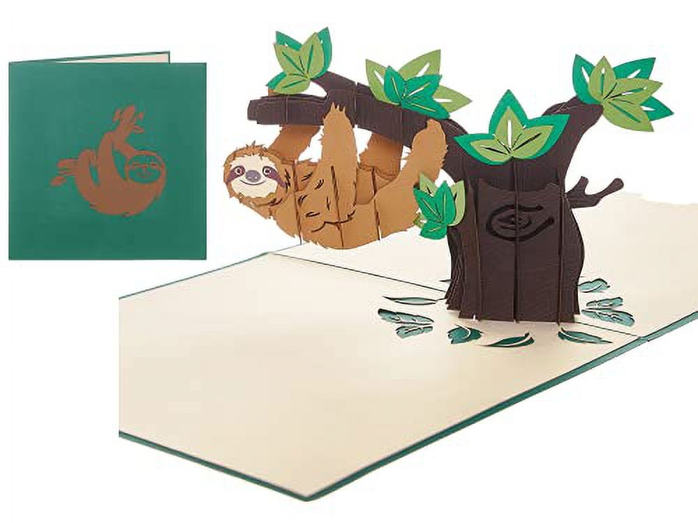 Rykamia Sloth Pop Up Card, Blank Sloth Card With Envelop, Sloth ...