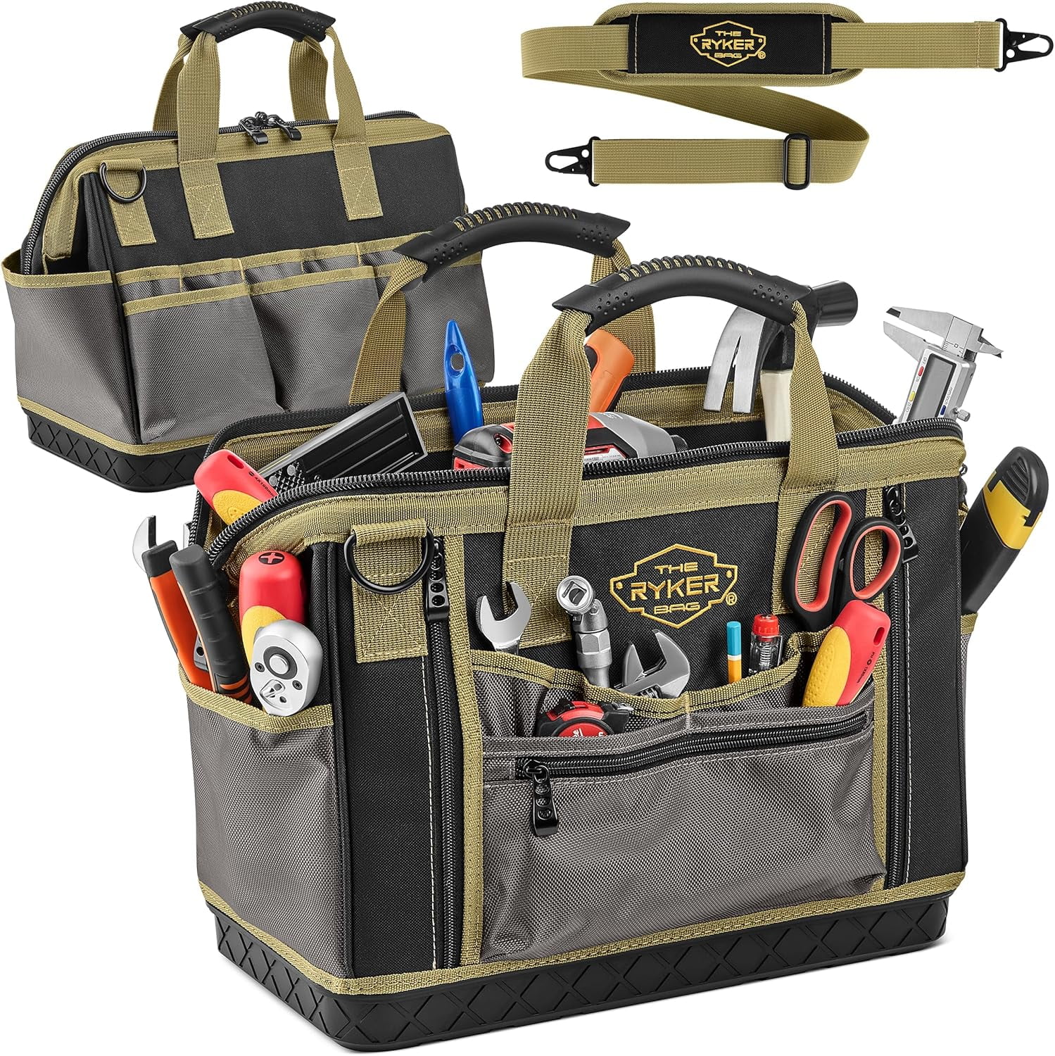 The Ryker 16-inch Large Tool Bag Heavy Duty not Small Tool Bag Organizer for Men/Women 28pockets ...