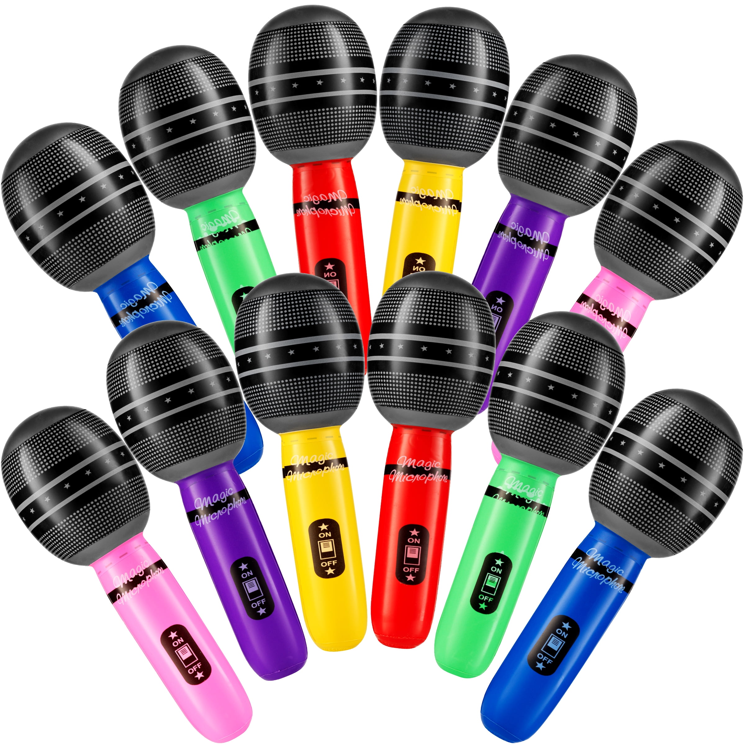 Rykon Inflatable Microphones for Parties, Pack of 12, 10-Inch Neon Blow ...