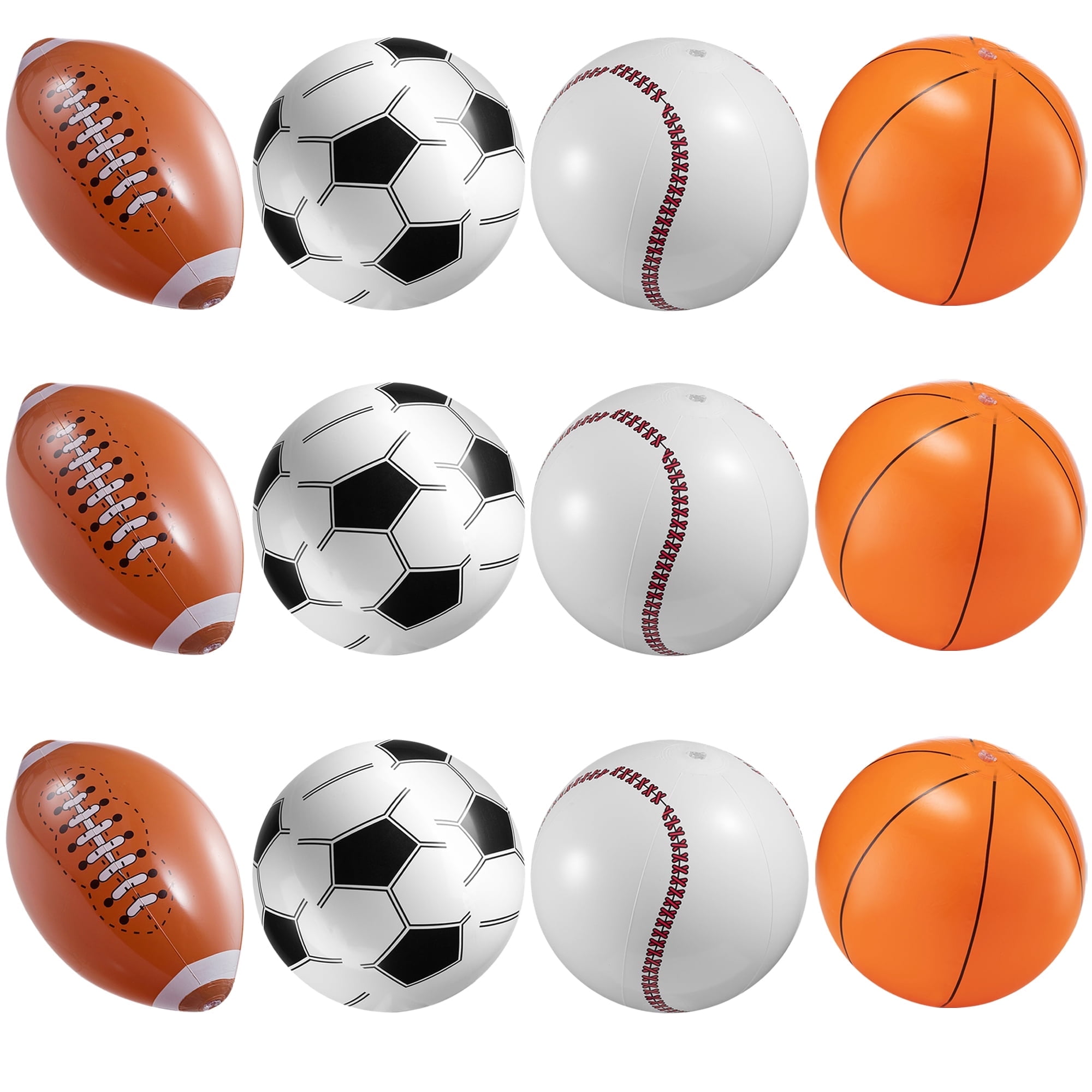 Rykon Inflatable Sports Beach Balls Variety Pack, 12 Pieces, 16-Inch ...