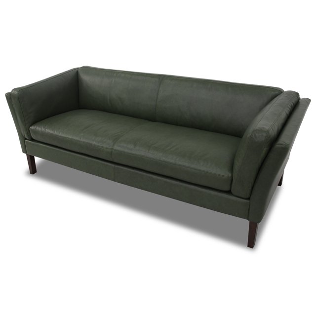 Rylah 78" Upholstered Mid-Century Modern Leather Sofa Couch in Green ...