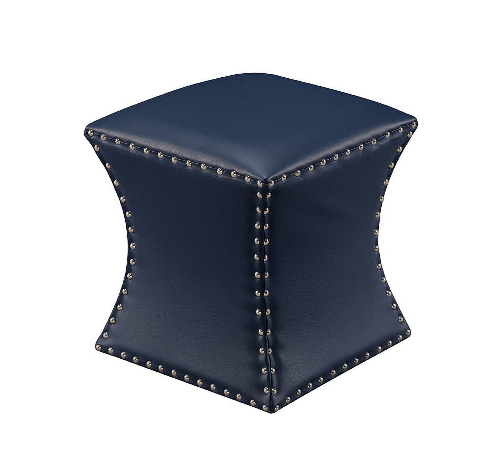 Rylen Transitional 15" Square Ottoman Footstool, Blue Faux Leather ...