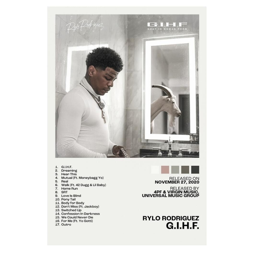 Rylo Rodriguez G.I.H.F. Album Cover Music Poster Rap Home Decor For ...