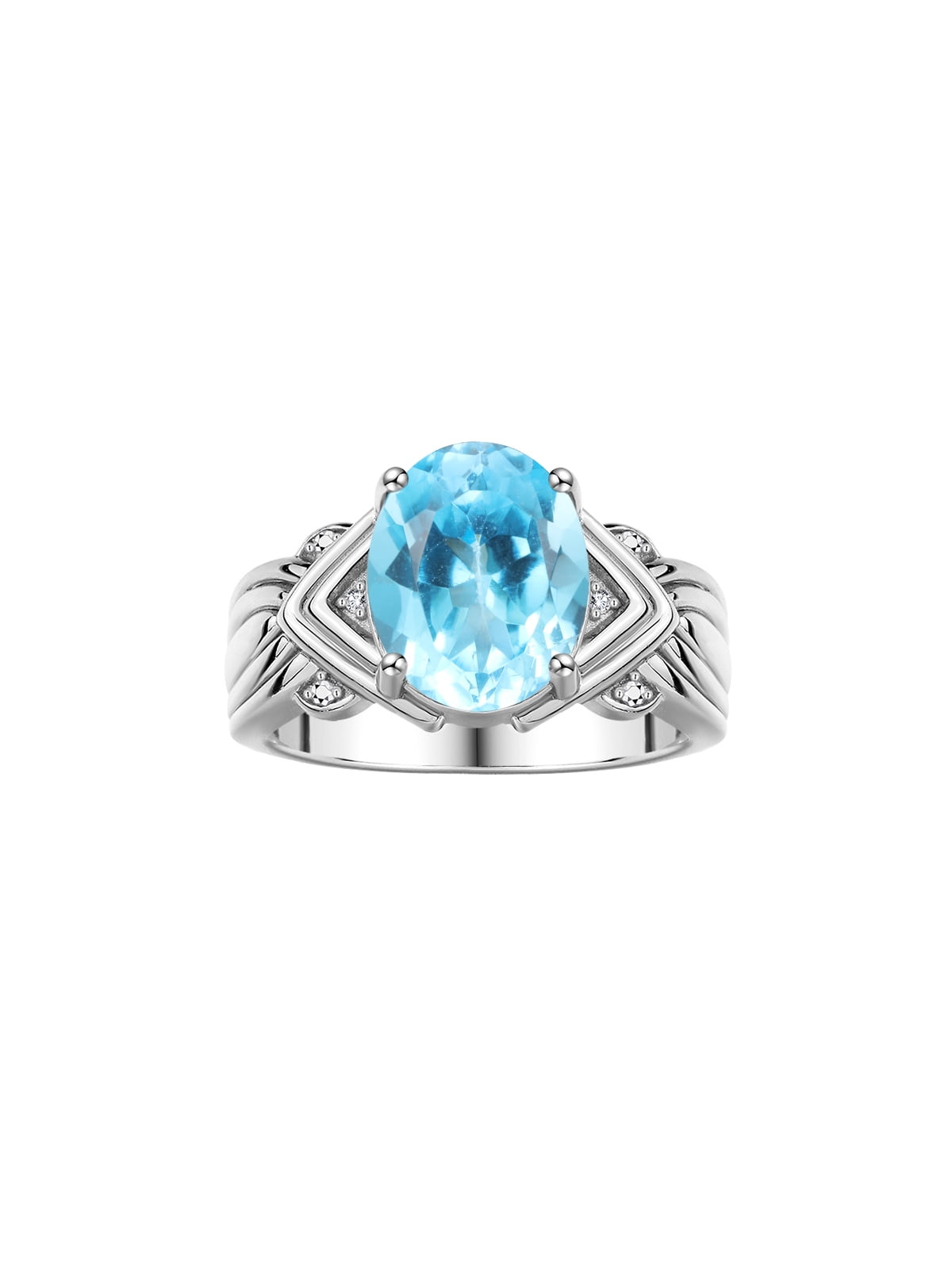 RYLOS Rings for Women Sterling Silver Ring 12X10MM Gemstone & Diamonds ...