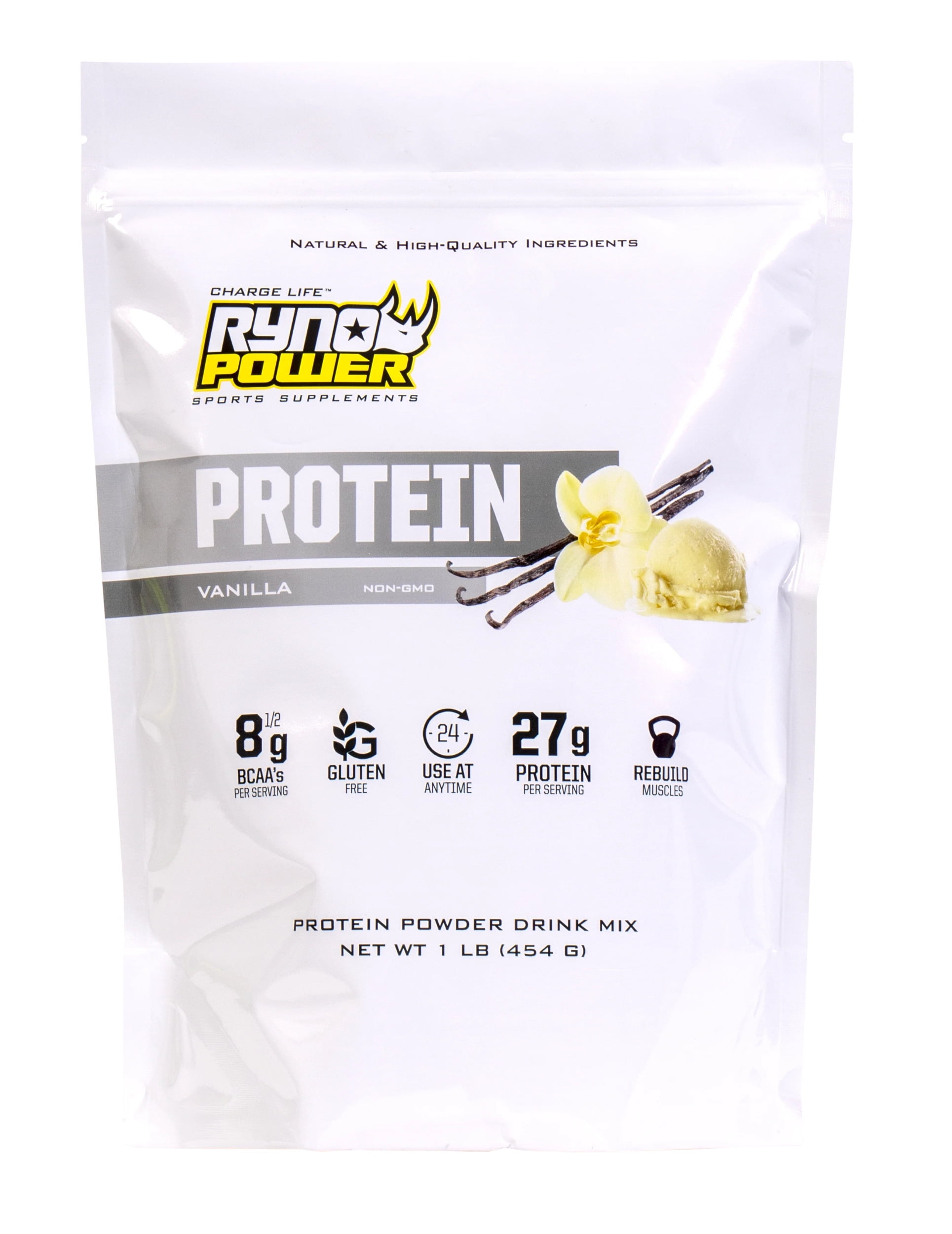 Ryno Power Protein Powder Drink Mix, Vanilla, Pouch, 10 servings ...