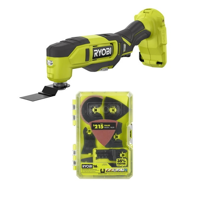 Ryobi 18-Volt Cordless Multi-Tool with 16-Piece Oscillating Multi-Tool Blade Accessory Set ...