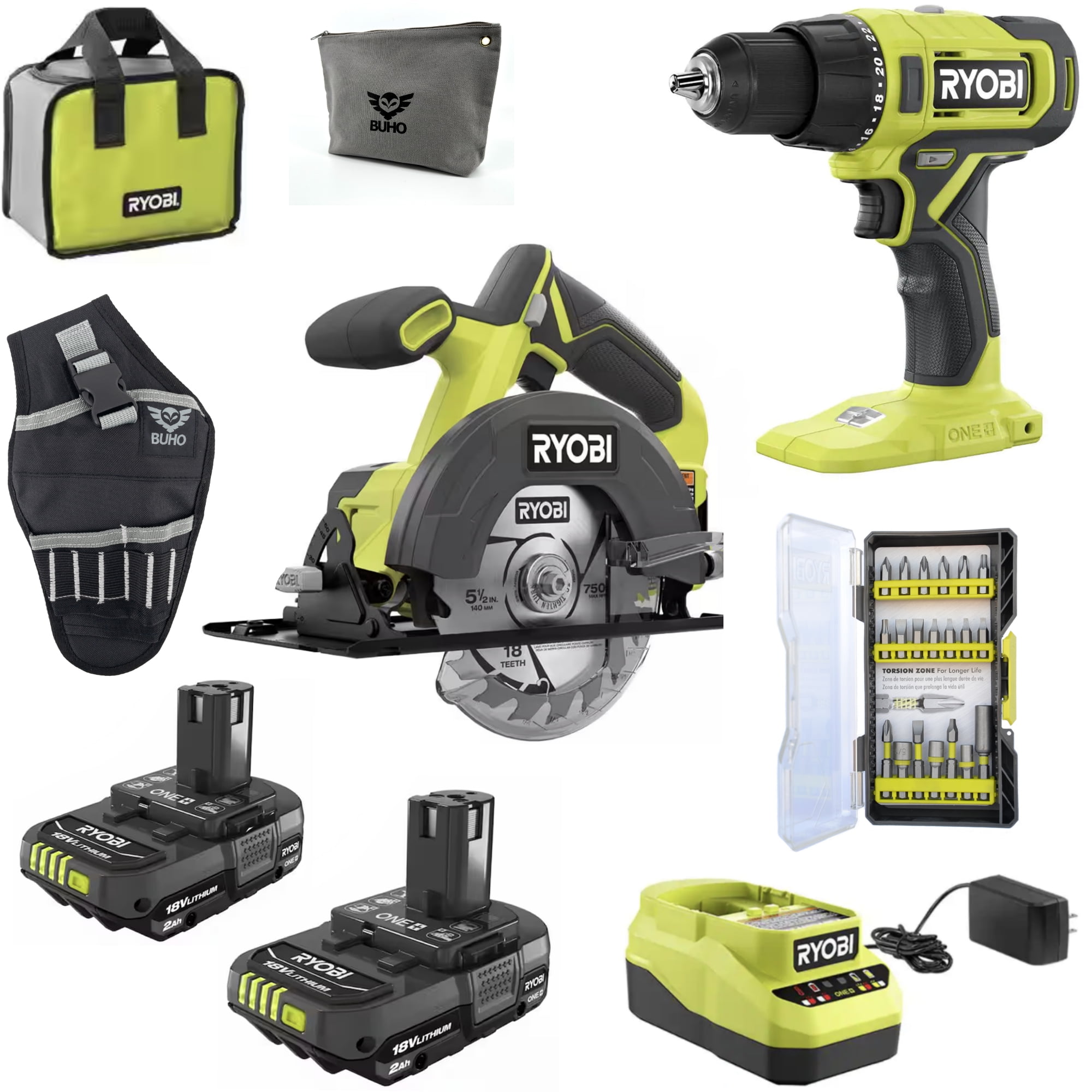Ryobi 18V Cordless Power Tool Set 1.5Ah, 20 Pack - Walmart.com