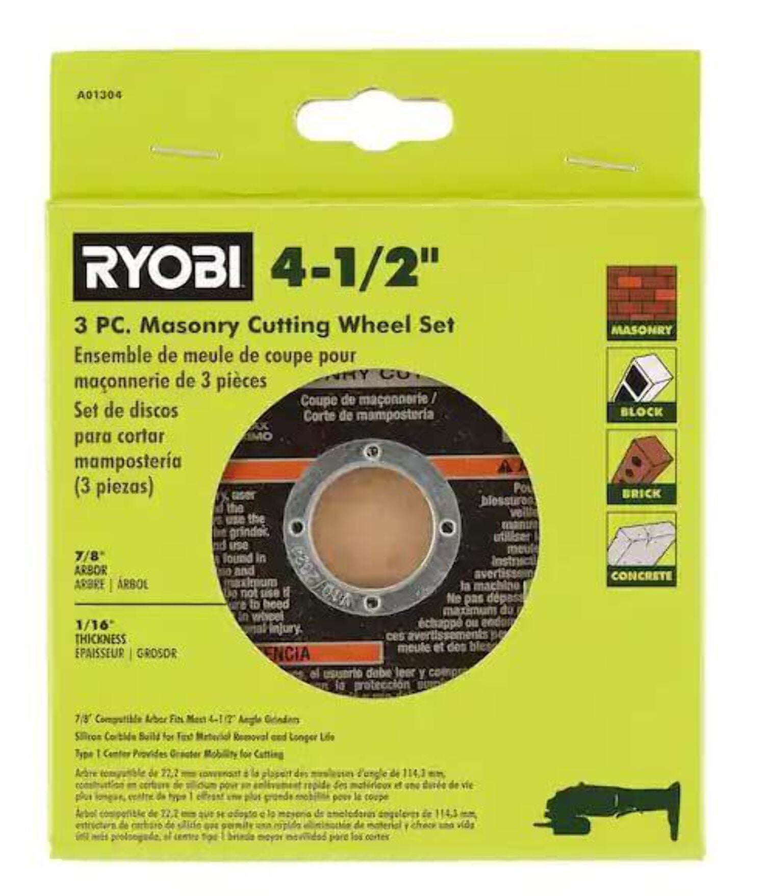 Ryobi 3pc Masonry Cutting Wheel Set 4 1/2" Cutting Wheels - Walmart.com