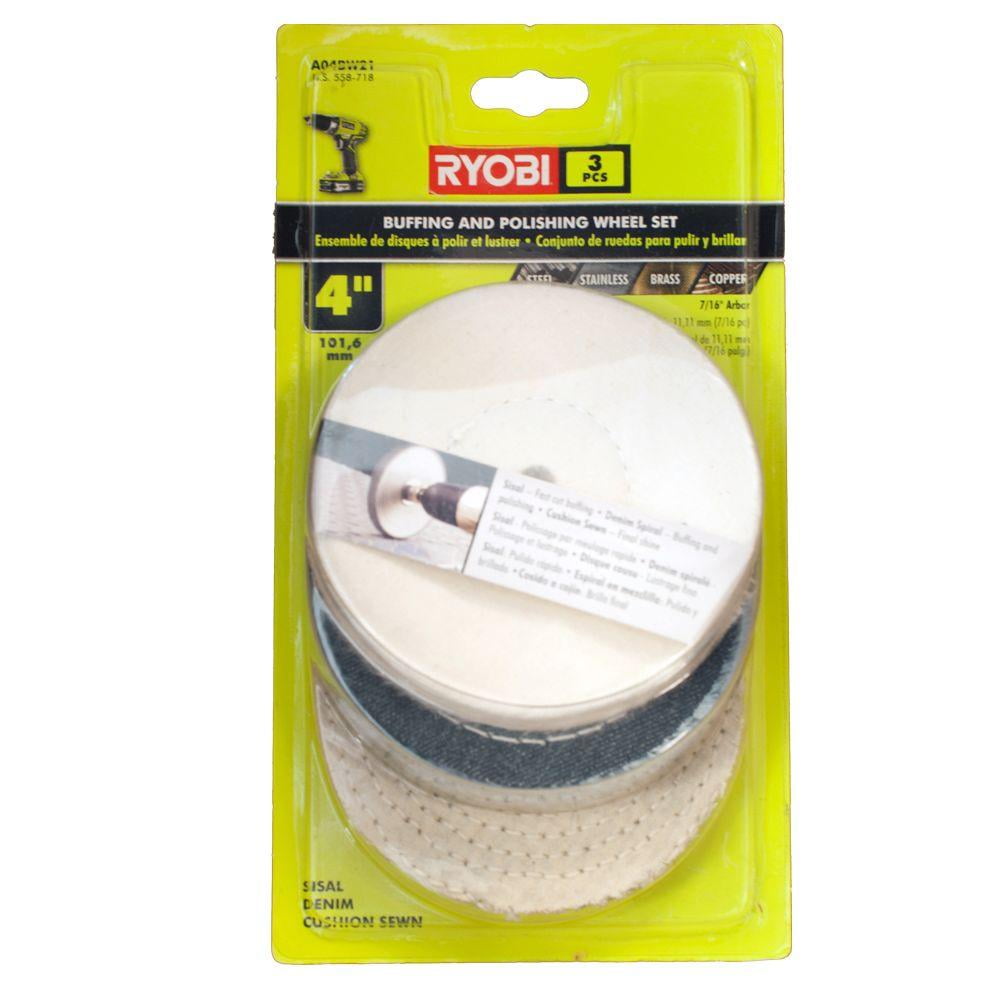 Ryobi Buffing Wheel Set 3 Piece 4 In. Buffer Polishing Polish Polisher ...