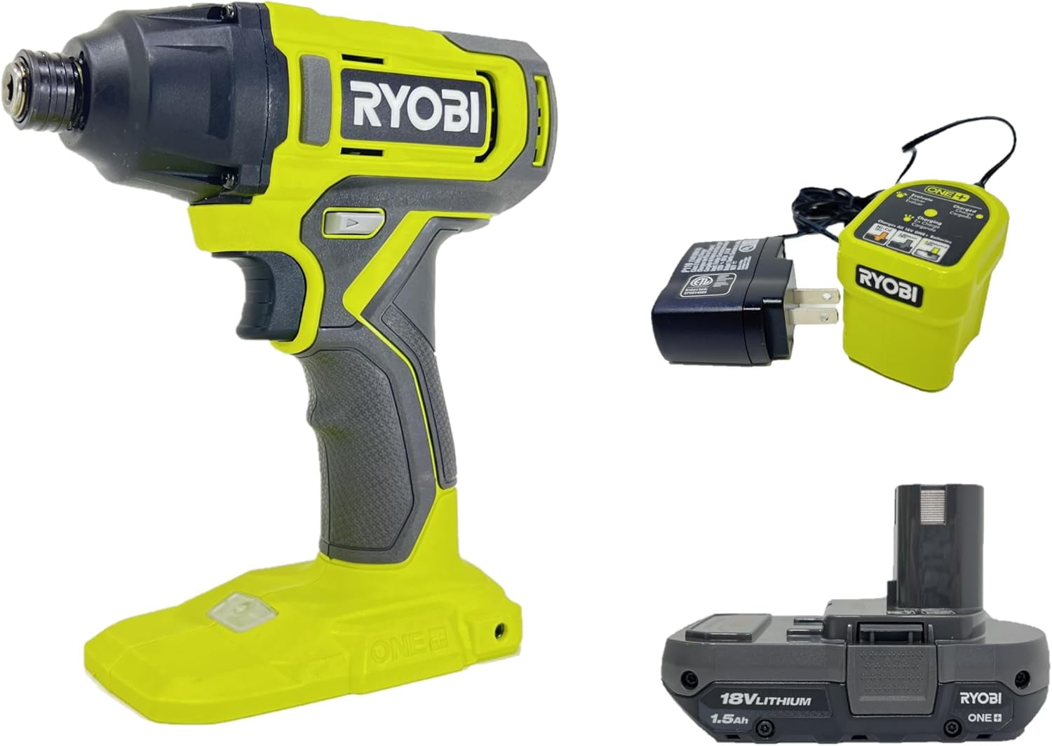 Ryobi ONE+ 18V Cordless 1/4 in. Impact Driver Kit with 1.5 Ah Battery ...