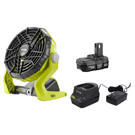 Ryobi 18V ONE+ Hybrid Fan Kit Indoor/Outdoor (Includes: P3320 Fan, P102 ...