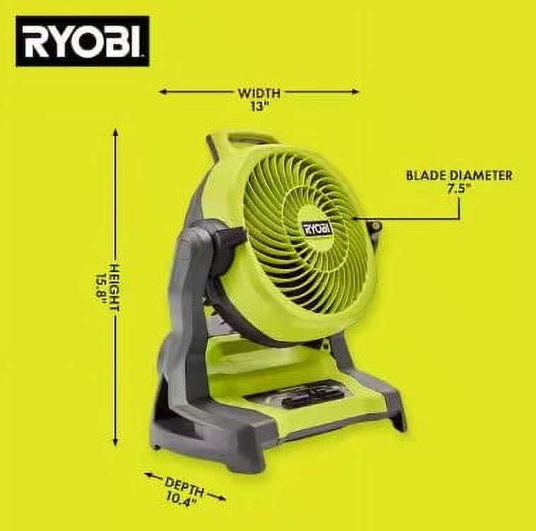 Ryobi ONE+ WHISPER SERIES 2-Speed Quieter 840 FPM Cordless Misting Fan ...