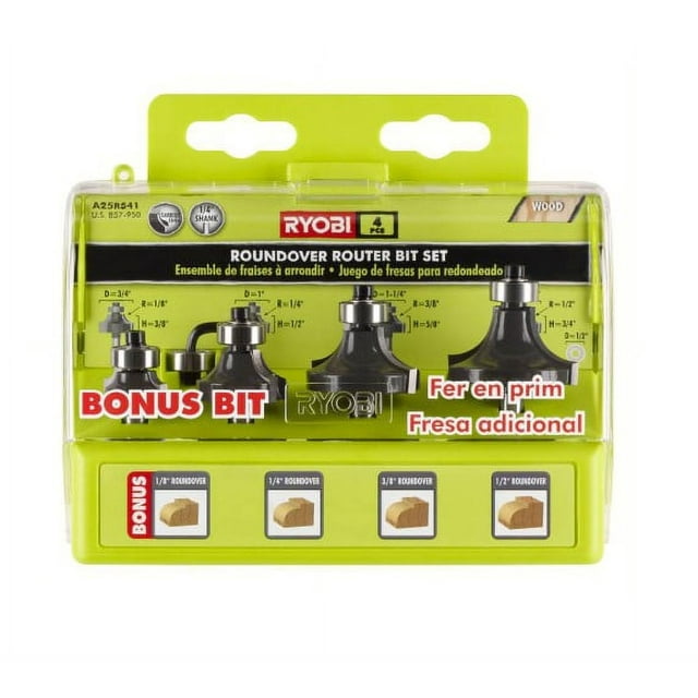 Ryobi Roundover Router Bit Set (4-Piece) - Walmart.com
