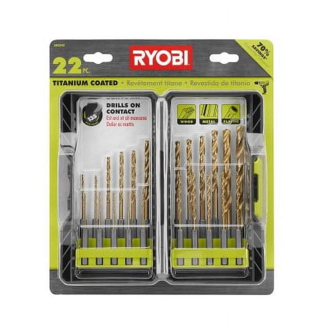 Ryobi, Titanium Drill Bit Set, 22 Piece - Walmart Business Supplies