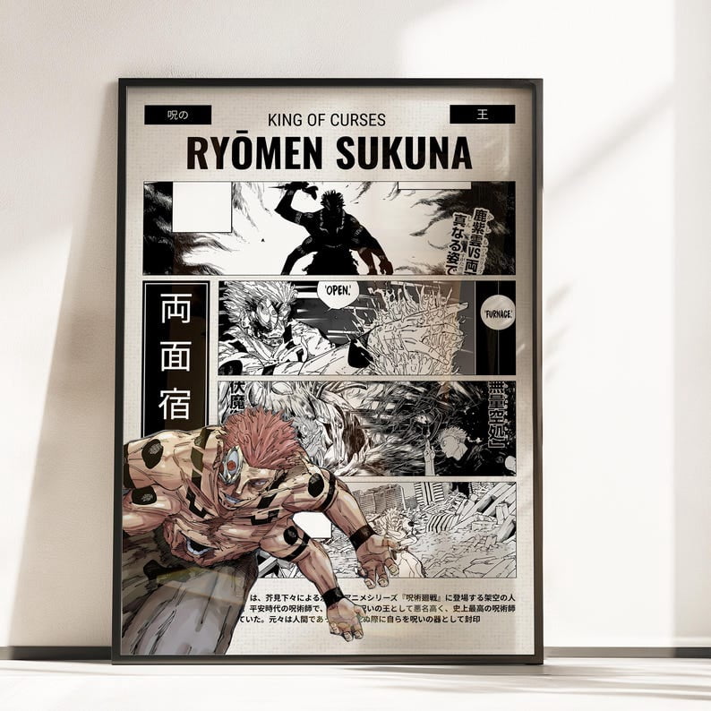 Ryomen Sukuna Final Form Poster, Jujutsu Kaisen Manga Art 24x36 ...