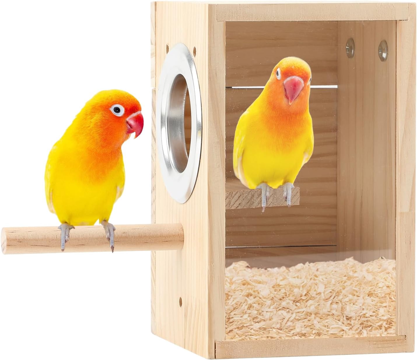 Rypet Transparent Bird Nest Boxes, Wood Parakeet Nesting Box for Cage ...