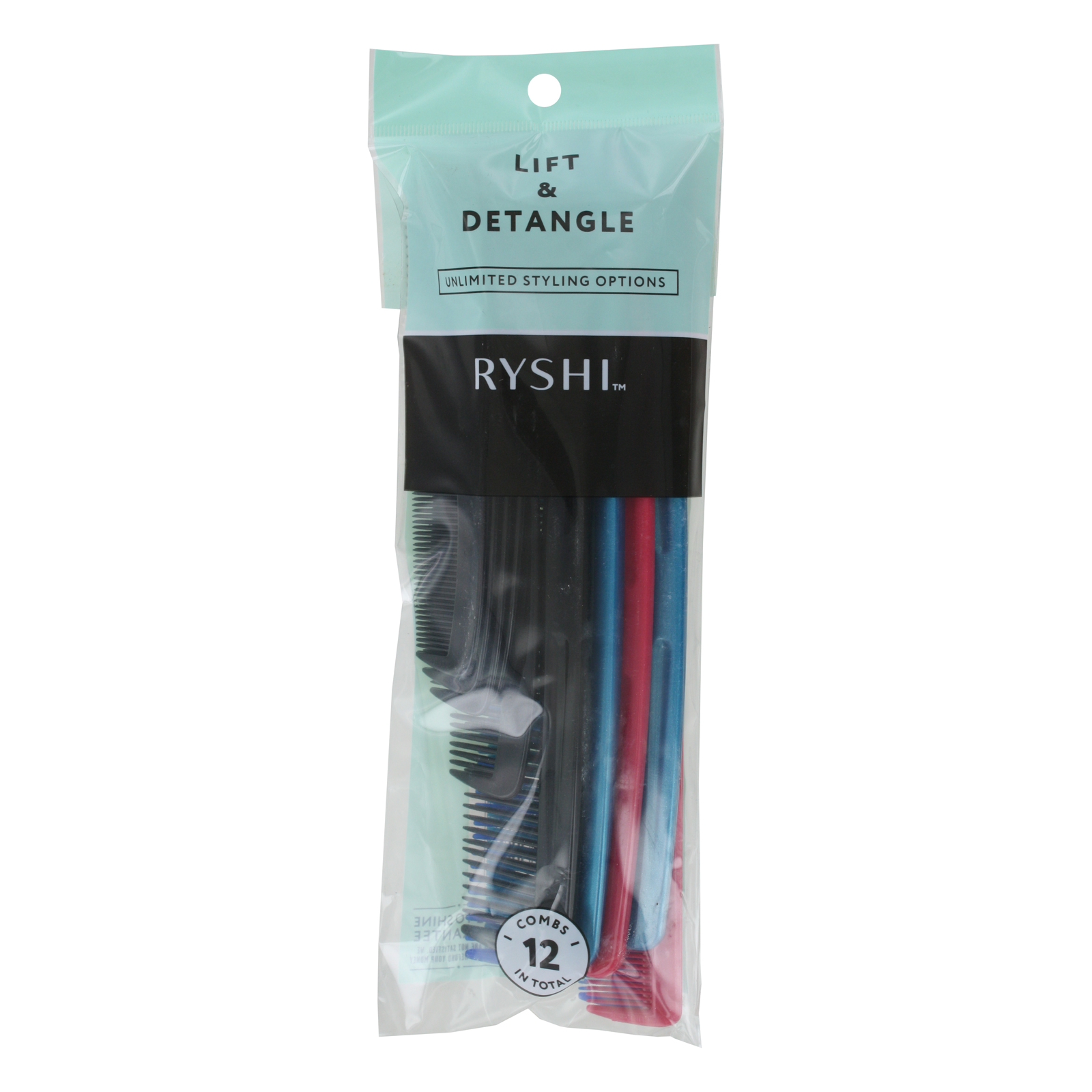 Ryshi Lift & Detangle Assorted Hair Combs, Assorted Colors, 12-Pieces ...