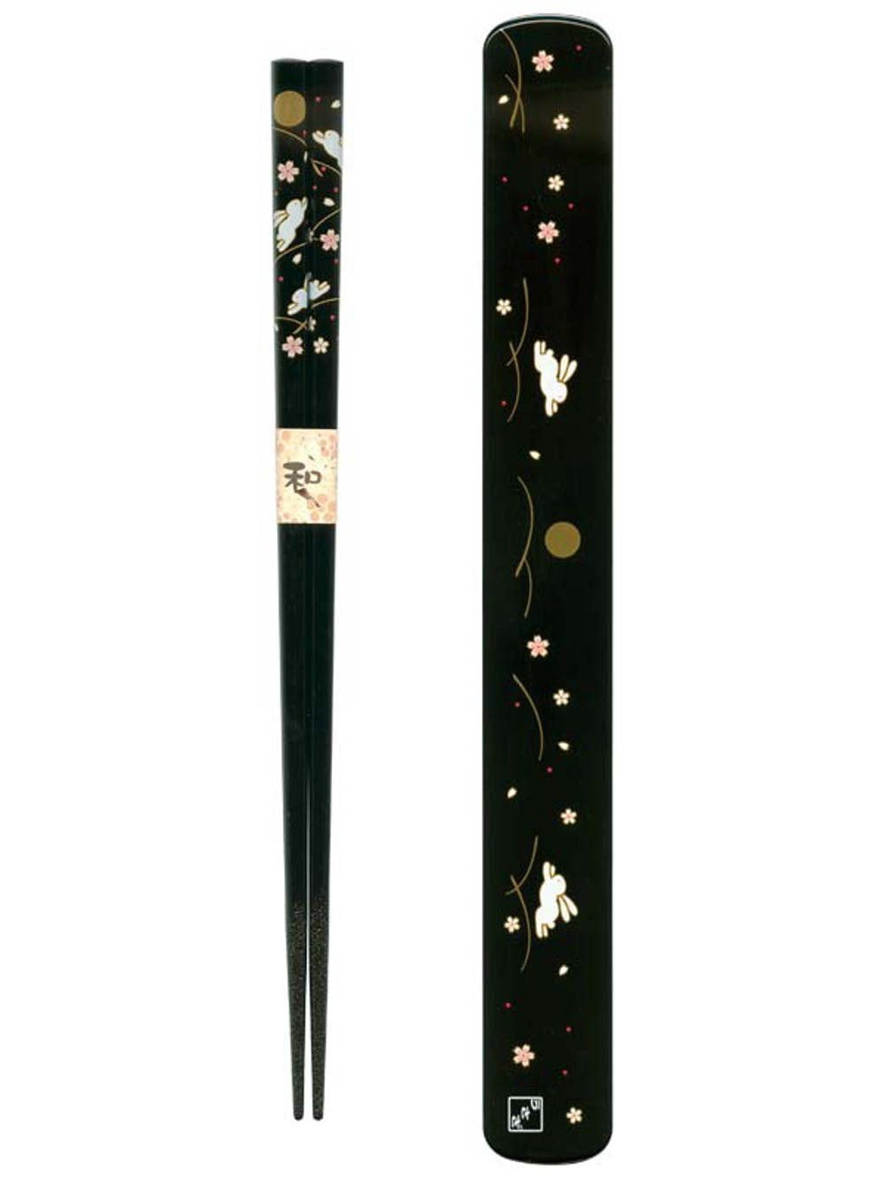 Ryu Mei 058016 Rabbit Japanese Chopstick Box and Set, Black BE14 ...
