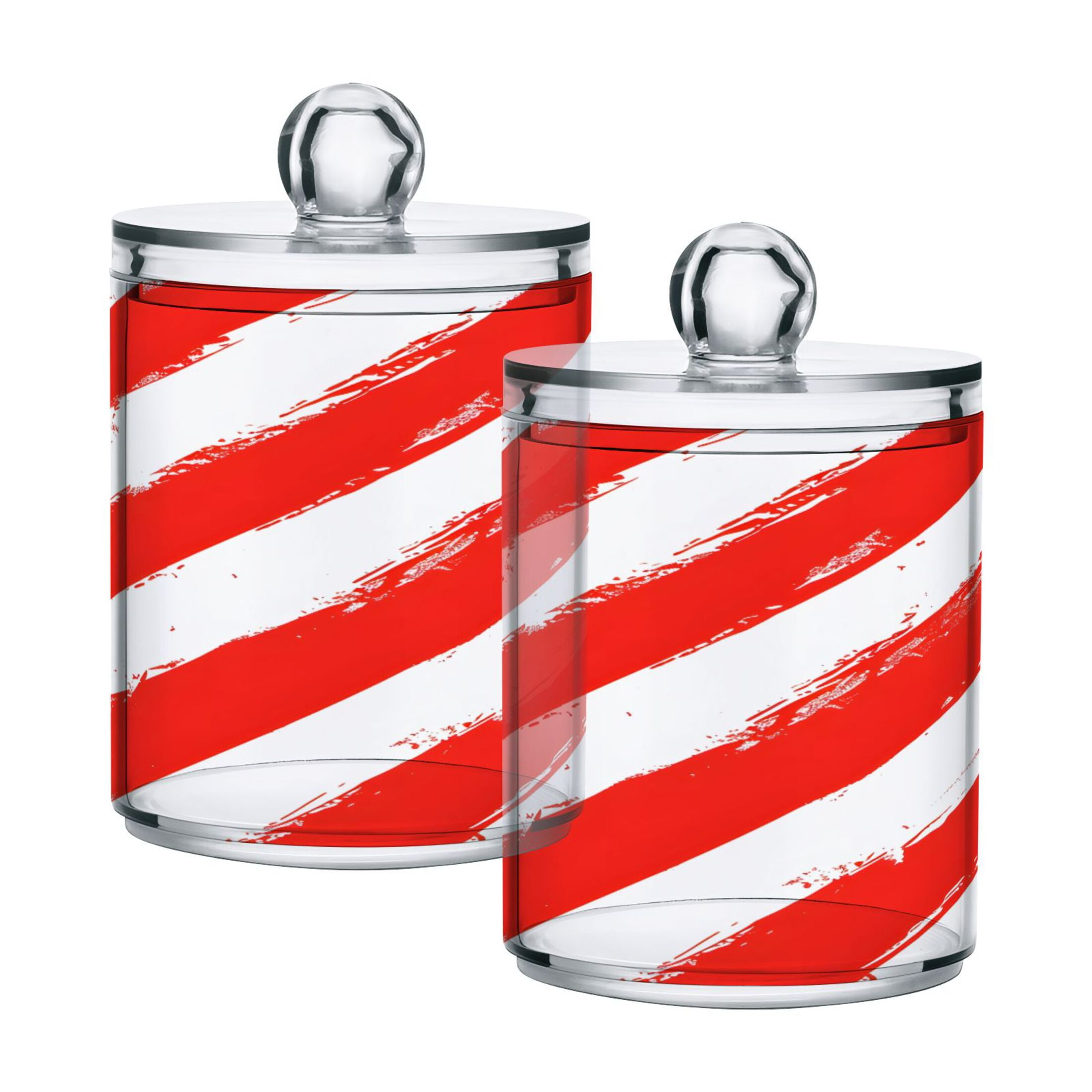 Ryvnso 2 Pack Qtip Holder Organizer Red and White Art Stripes Bathroom ...