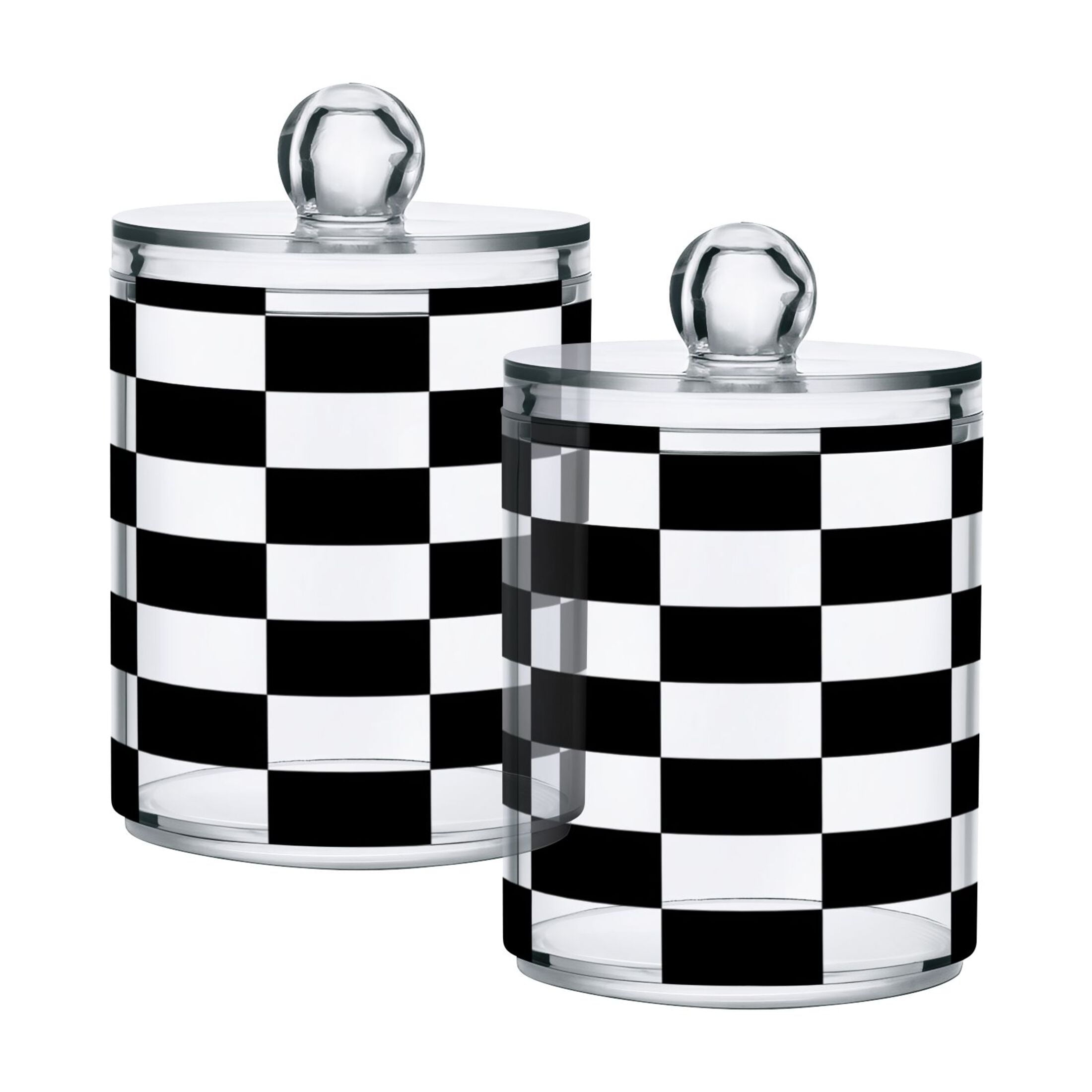 Ryvnso 2 Pack Qtip Holder Organizer White and Black Checkered Grid Art ...